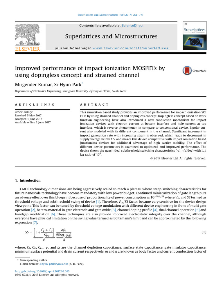 Improved Performance of Impact Ionization MOSFETs by | PDF | Mosfet ...
