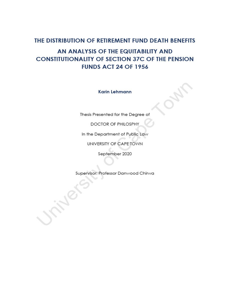 Karin Lehman - PHD Thesis On Death Benefit Diistribution | PDF ...