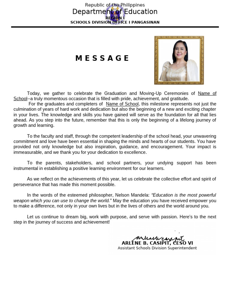 ASDS - ABC Graduation Message | PDF