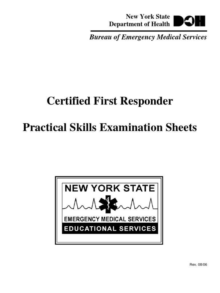 Certified First Responder Practical Skills Examination Sheets | PDF ...