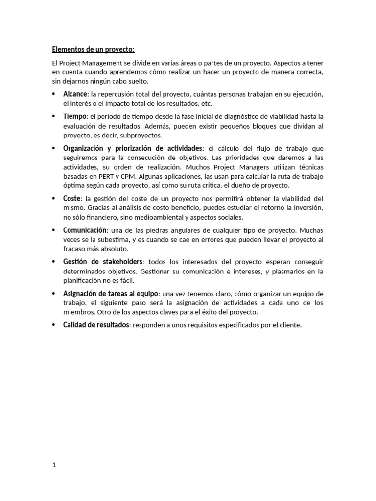 Elementos de Un Proyecto | PDF | Business | Software