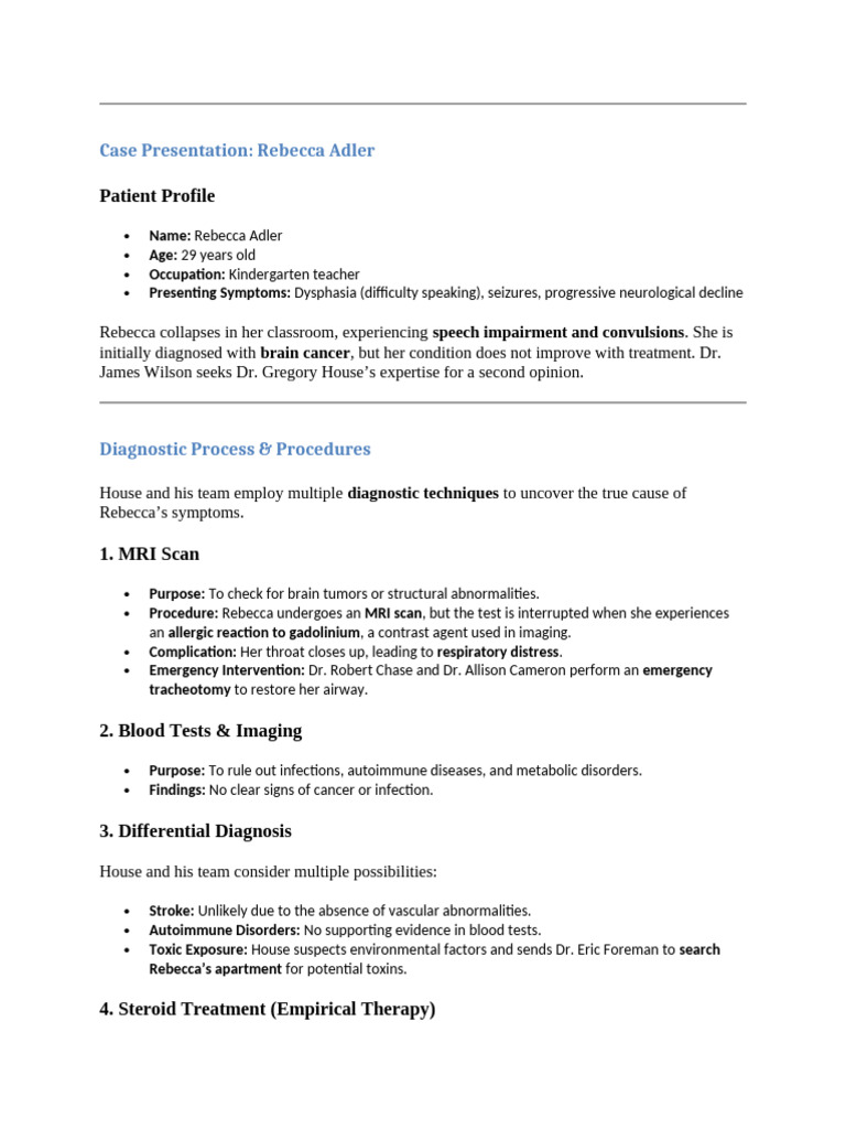 House MD Pilot | PDF | Medical Diagnosis | Medicine