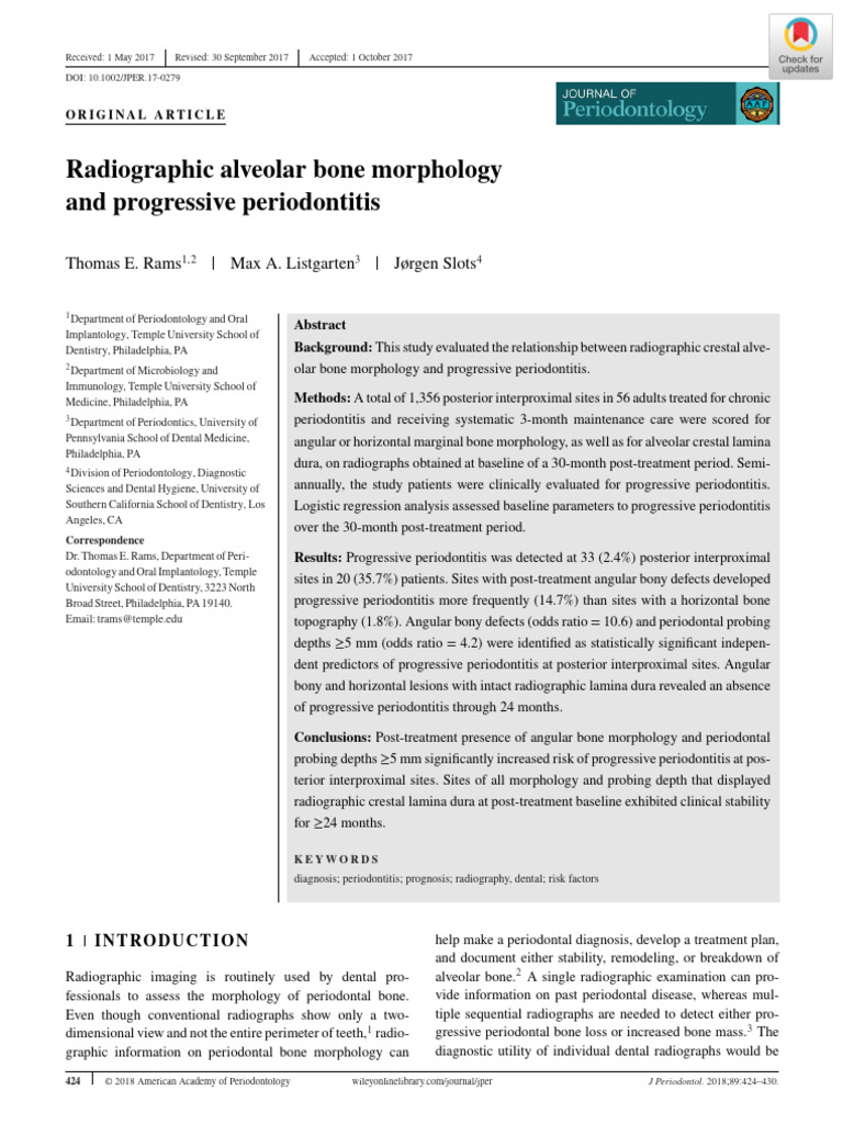 Angular Defect - LaminaDura - Rams2018 | PDF | Periodontology | Dentistry