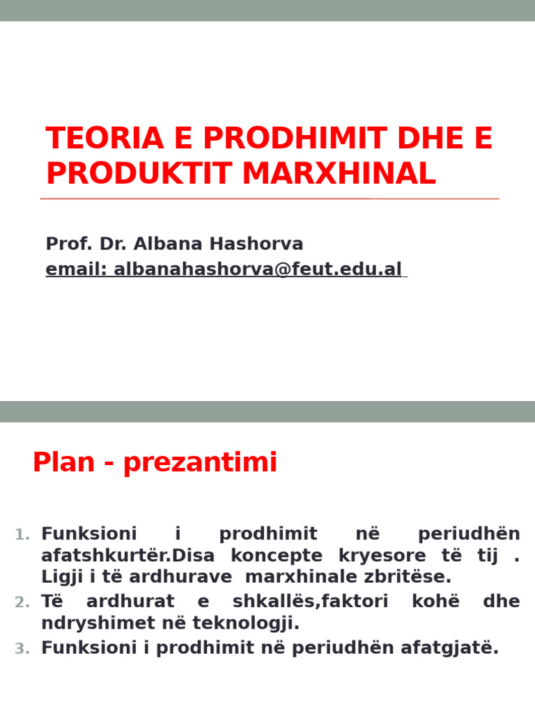 Prodhimi Dhe Produkti Marxhinal | PDF