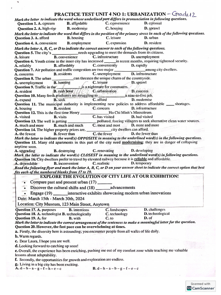 Practice Test Unit 4 | PDF