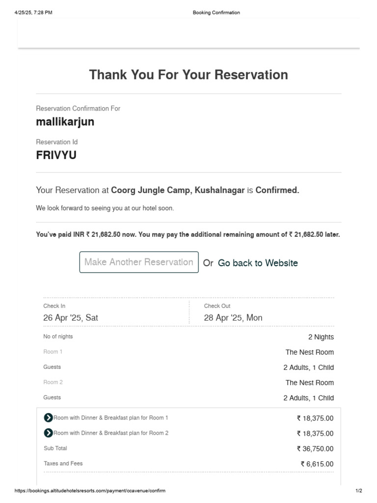 Booking Confirmation | PDF