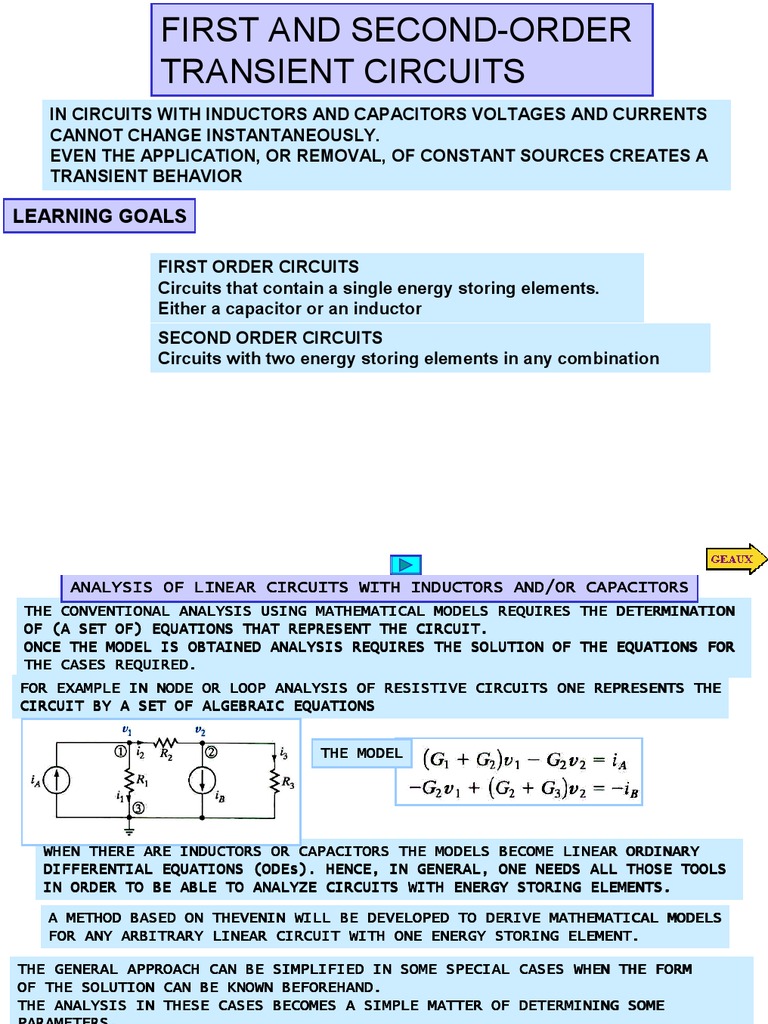 First and Second-Order Transient Circuits: Learning Goals | PDF ...