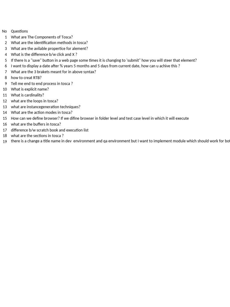 Tosca Intreview Questions | PDF