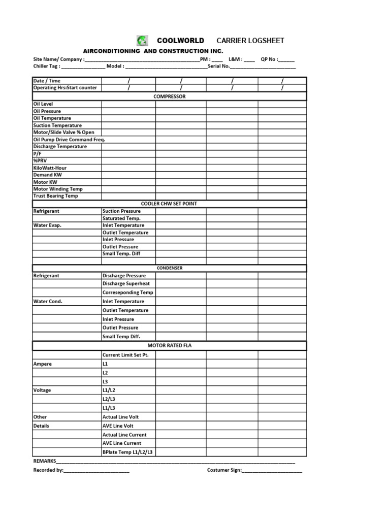 Carrier Logsheet | PDF
