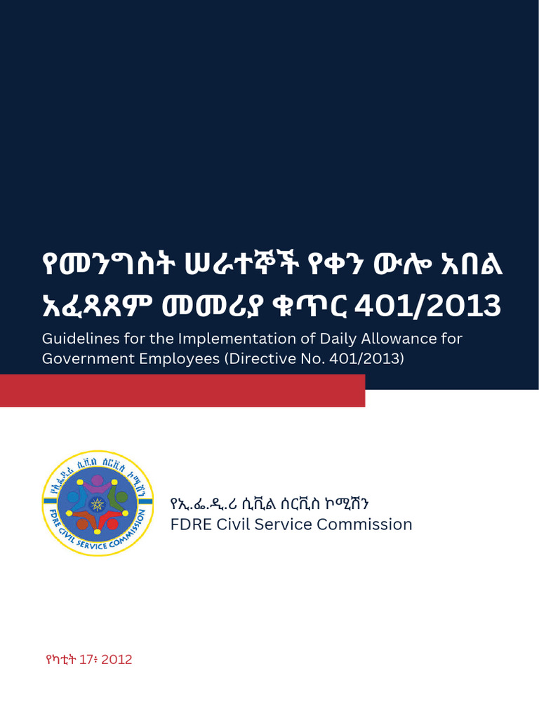 Guidelines For The Implementation of Daily Allowance For Government ...