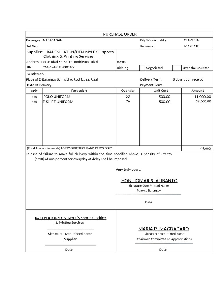 Purchase Order | PDF