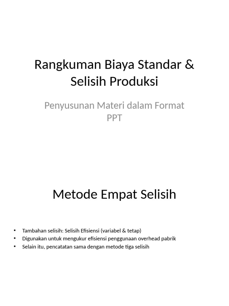 Rangkuman_Biaya_Standar_dan_Selisih | PDF