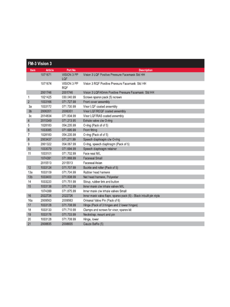 Vision 3 Mask Spare | PDF