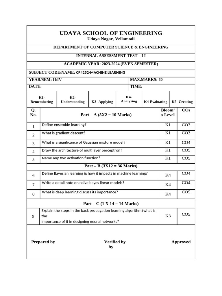 ML ME 2nd INTERNAL | PDF