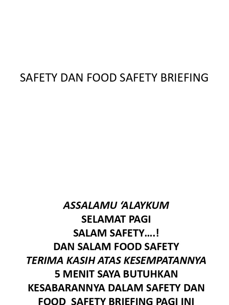 Briefing Keselamatan dan Keamanan Pangan | PDF