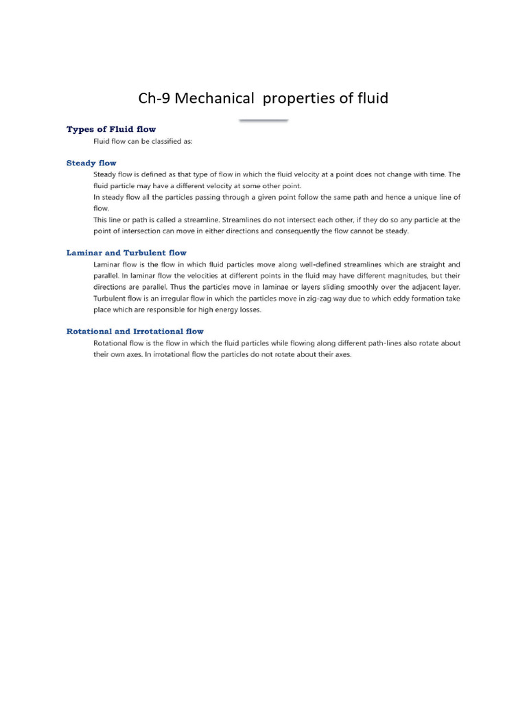 Mechanical Properties of Fluid Dynamics | PDF