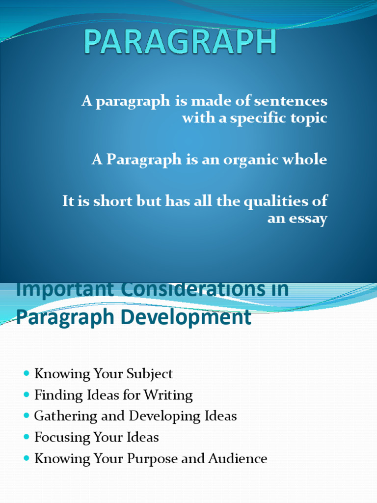 Slides On PARAGRAPH by Sharmin Ma'Am For MCJ 108 | PDF | Definition | Paragraph