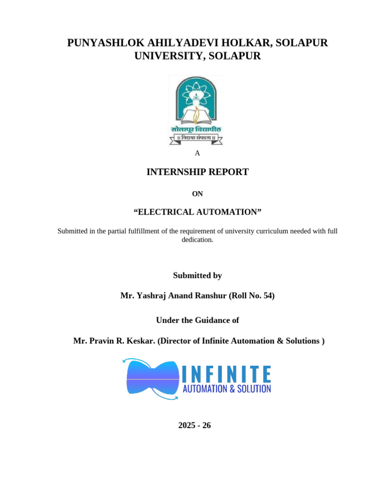 Electrical Automation Internship Report Part 1 | PDF | Programmable Logic Controller | Automation