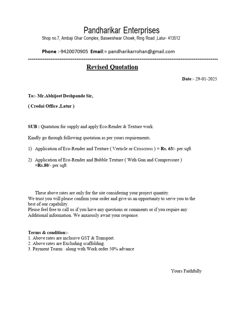 Revised Quotation | PDF