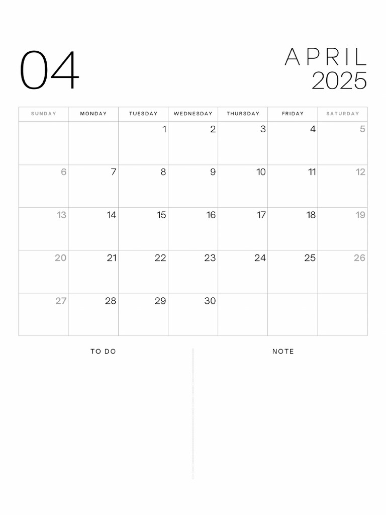 Black and White Simple Minimalist 2025 Year Planner A4 | PDF