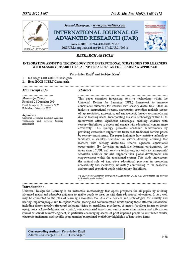 Integrating Assistive Technology Into Instructional Strategies For ...