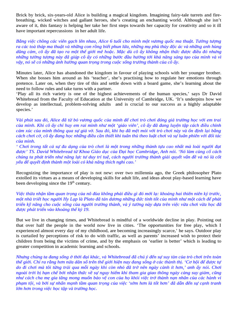 The Important of Children's Play | PDF
