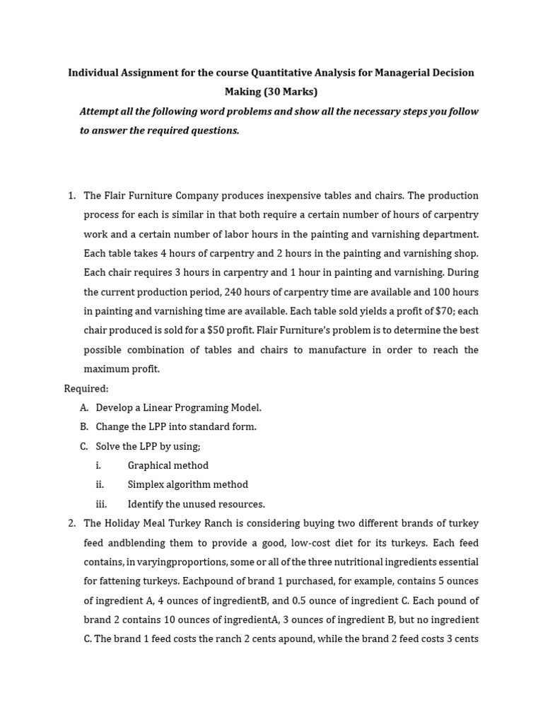 Linear Programming Assignment Guide | PDF | Linear Programming ...