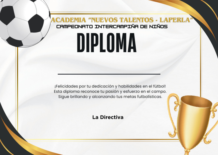 Diploma de Reconocimiento en Fútbol | PDF