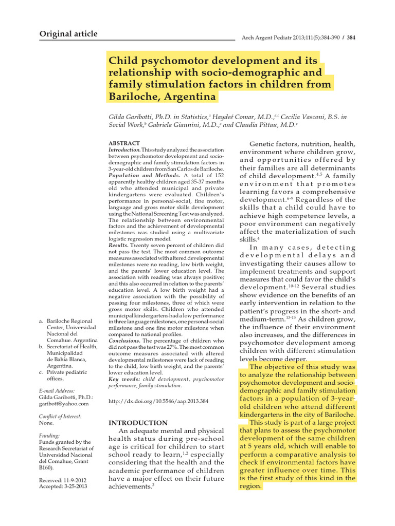 Child Psychomotor Development and Its | PDF | Child Development | Human Development