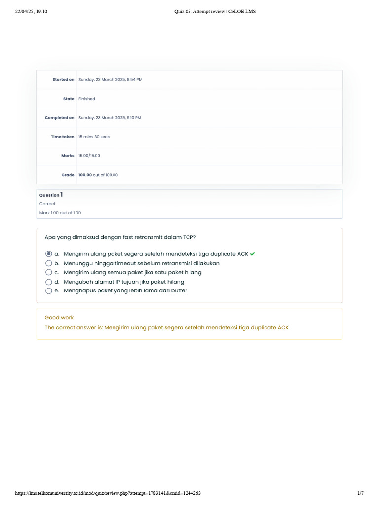 Quiz 05 - Attempt Review - CeLOE LMS | PDF