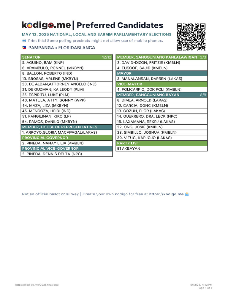 Kodigo - Me ? - PH Election Ballot Kodigo Generator For 2025 NLE ...