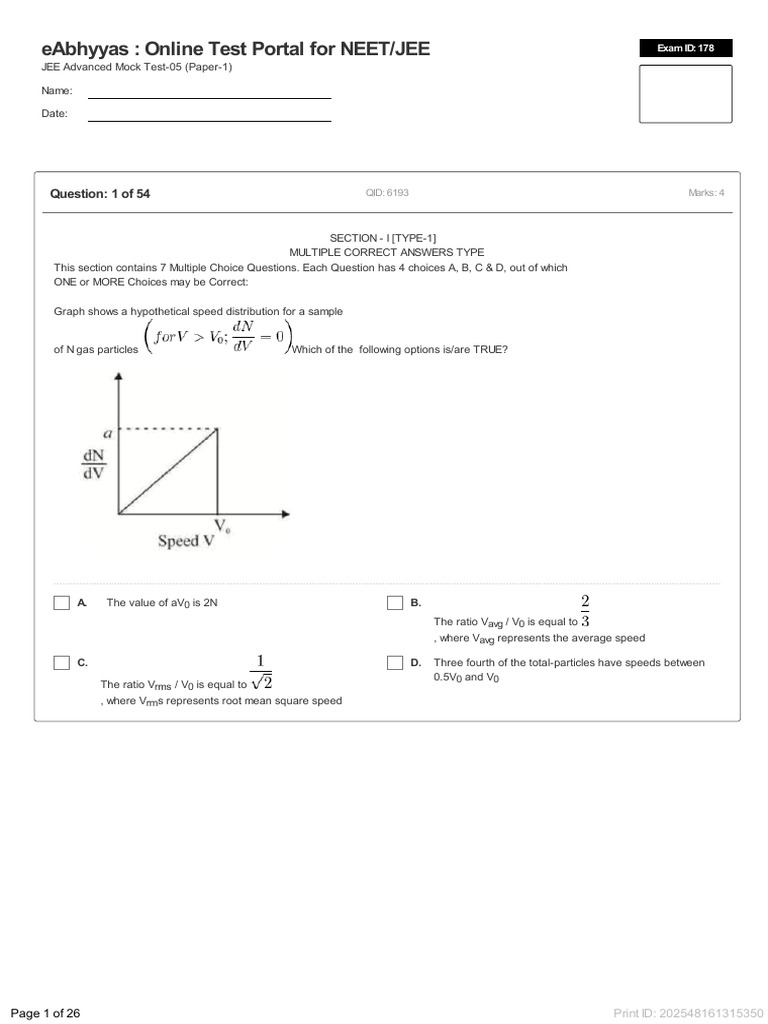 JEE - Advanced - Mock - 5 Test - Paper | PDF | Mathematics