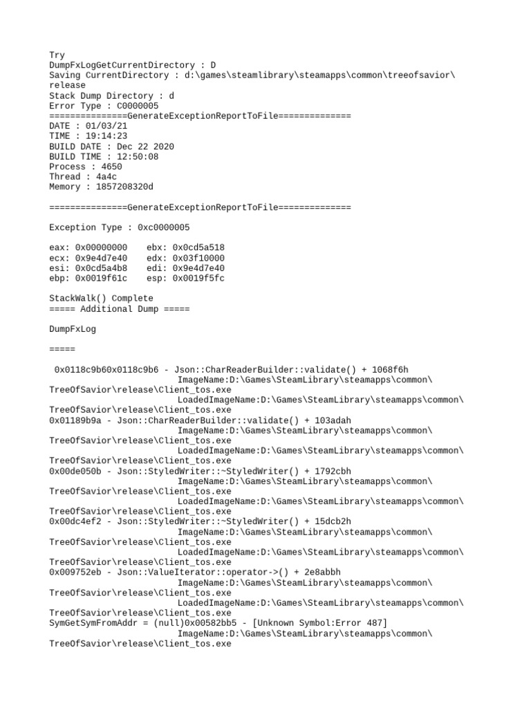 StackDump Client Tos (01.03 19h04m09s) | PDF | Microsoft Software ...