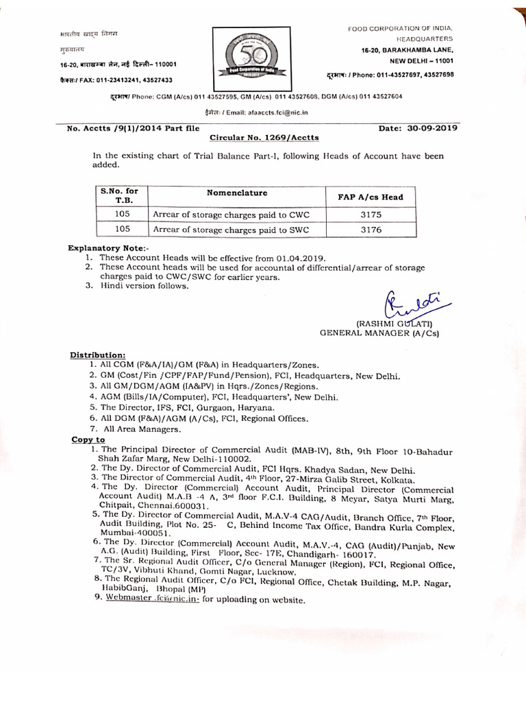 Circular No. 1269Acctts-Regarding Opening of New HOA 3175 and 3176 ...