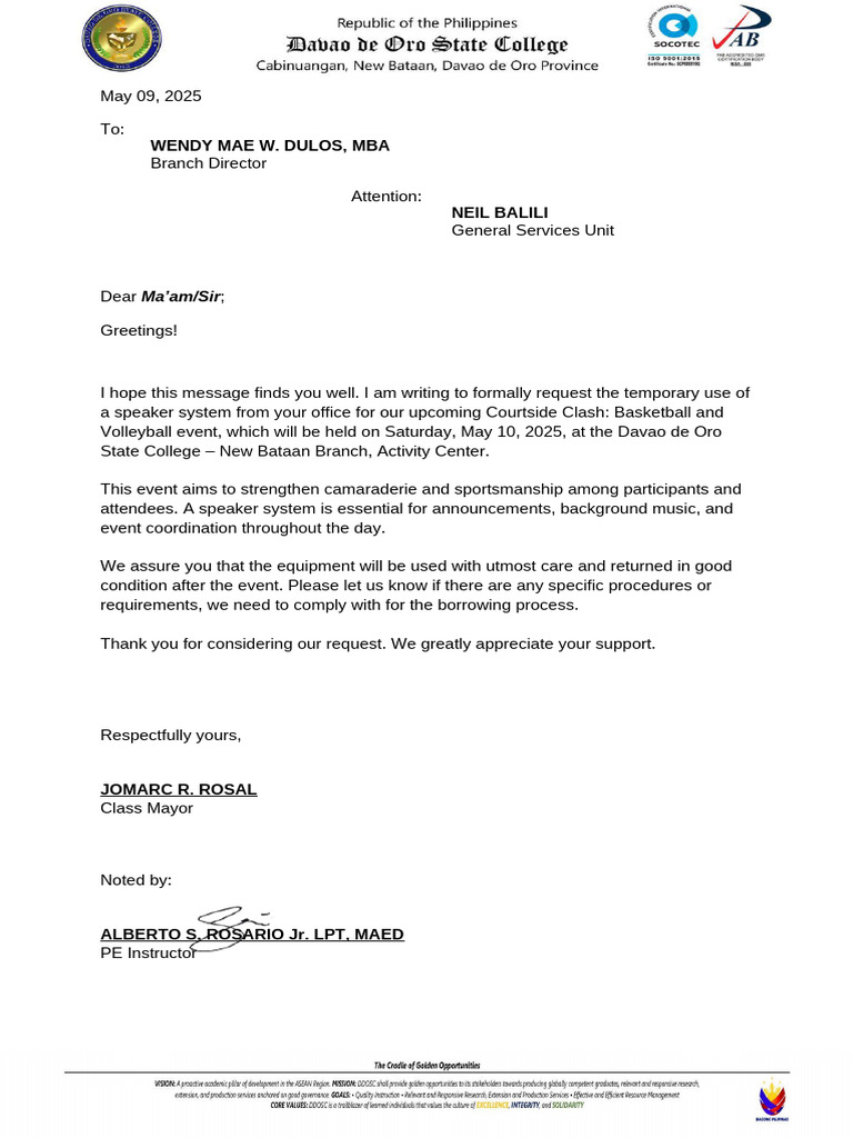 Borrowed Speaker LETTER | PDF