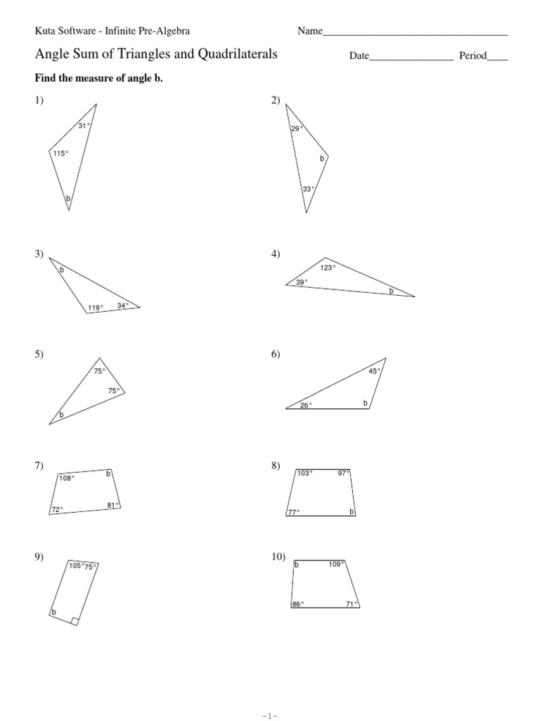 Angle Sum Problems Worksheet | PDF | Elementary Geometry | Euclidean ...