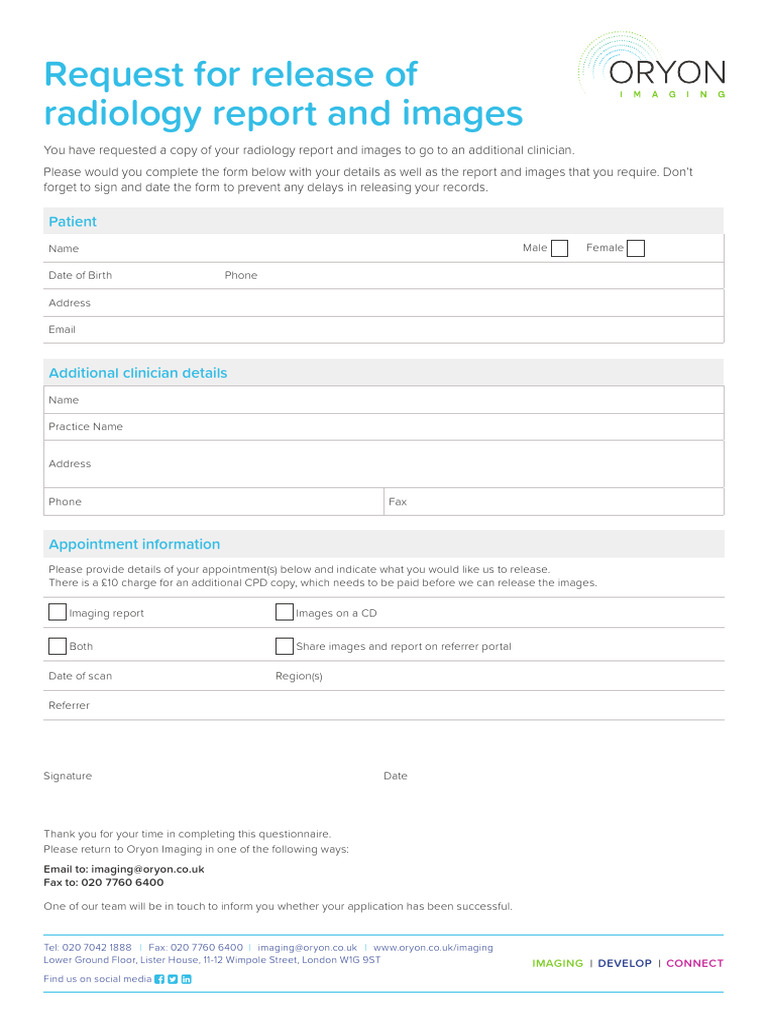 Additional Clinician Request To Release Form-1 | PDF