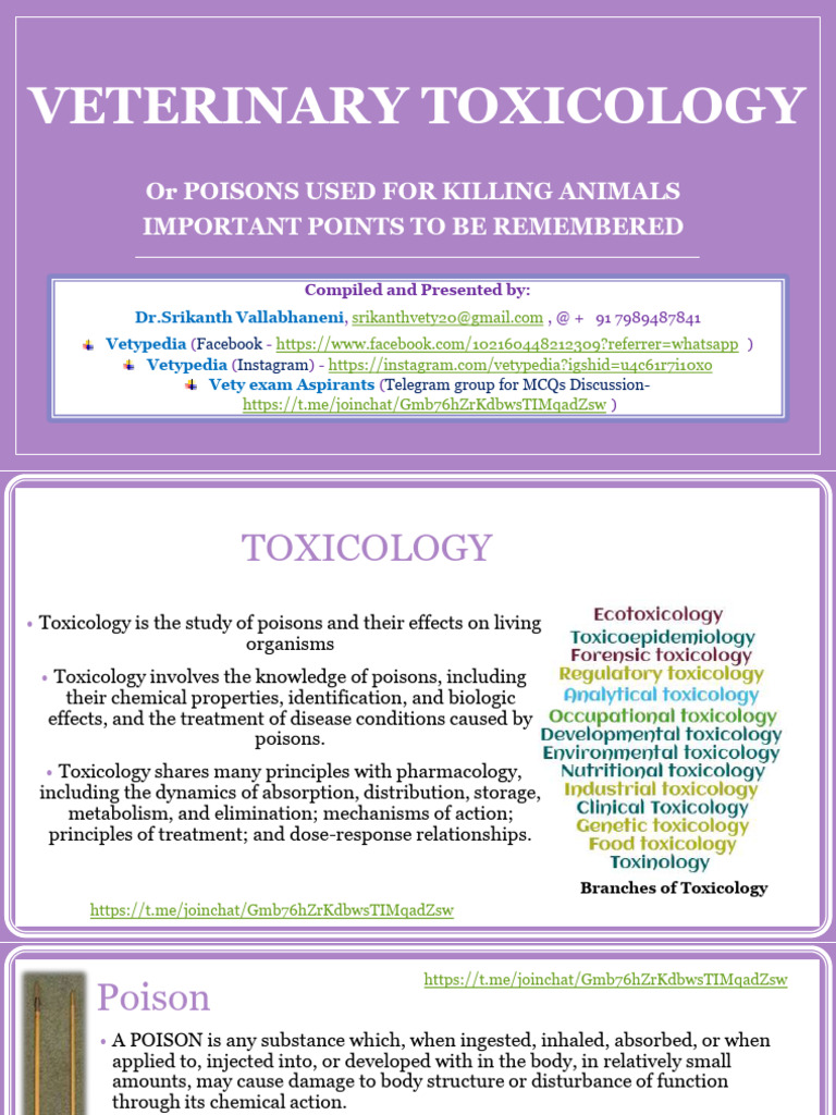 Veterinary Toxicology Note | PDF | Cyanide | Arsenic