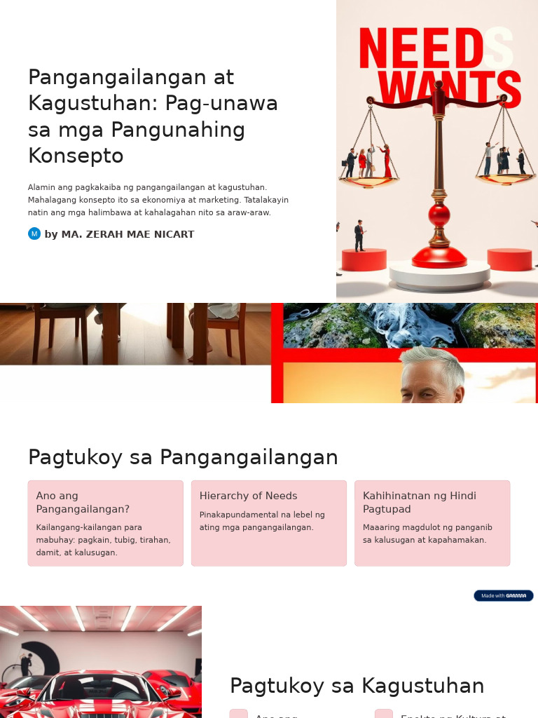 Pangangailangan at Kagustuhan Pag Unawa Sa Mga Pangunahing Konsepto | PDF
