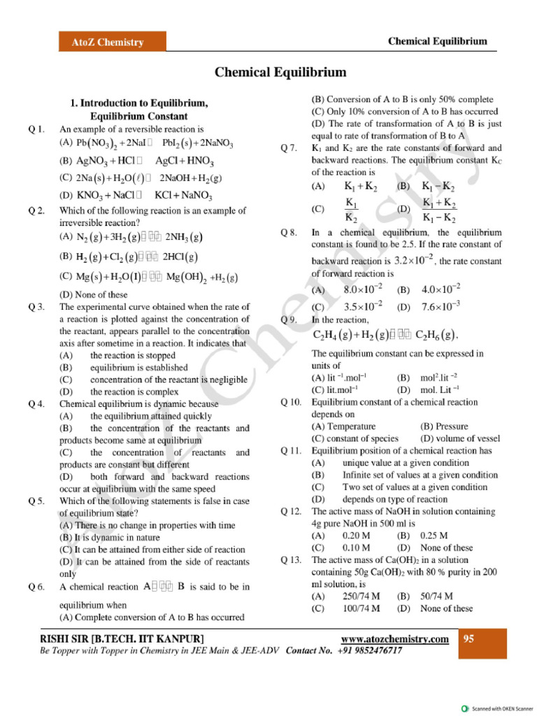 Chemical Equilibrium | PDF