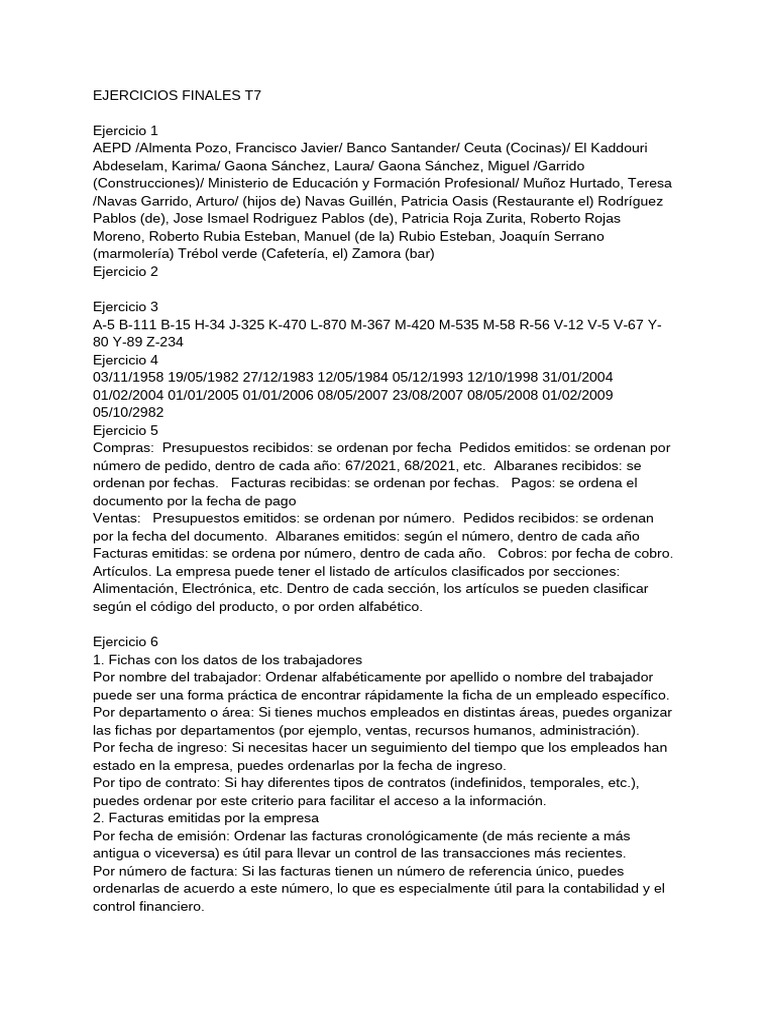 EJERCICIOS FINALES T7 | PDF | Business | Contabilidad