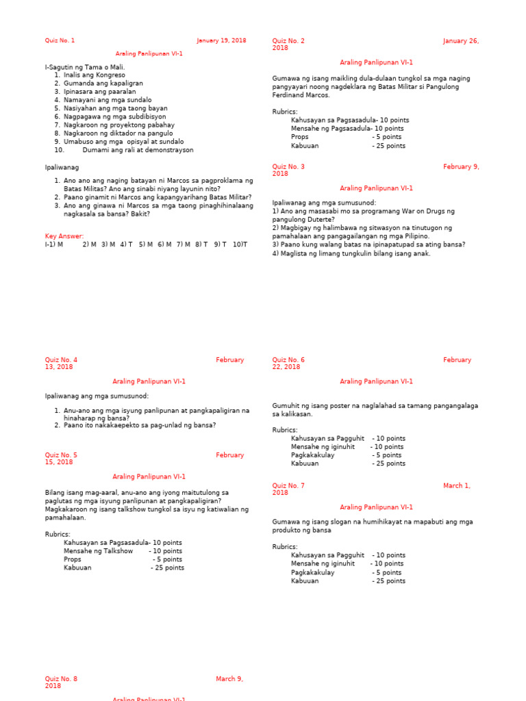 ARALING PANLIPUNAN 4TH quarter | PDF
