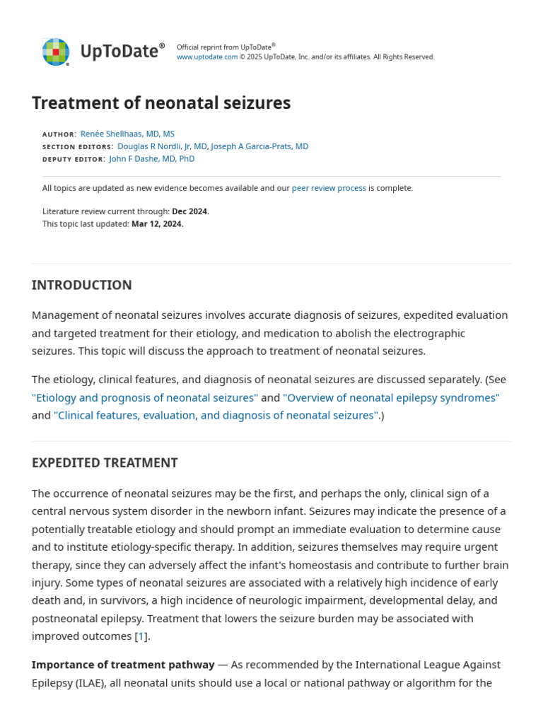 Neonatal Seizures: Treatment Guidelines | PDF | Electroencephalography ...