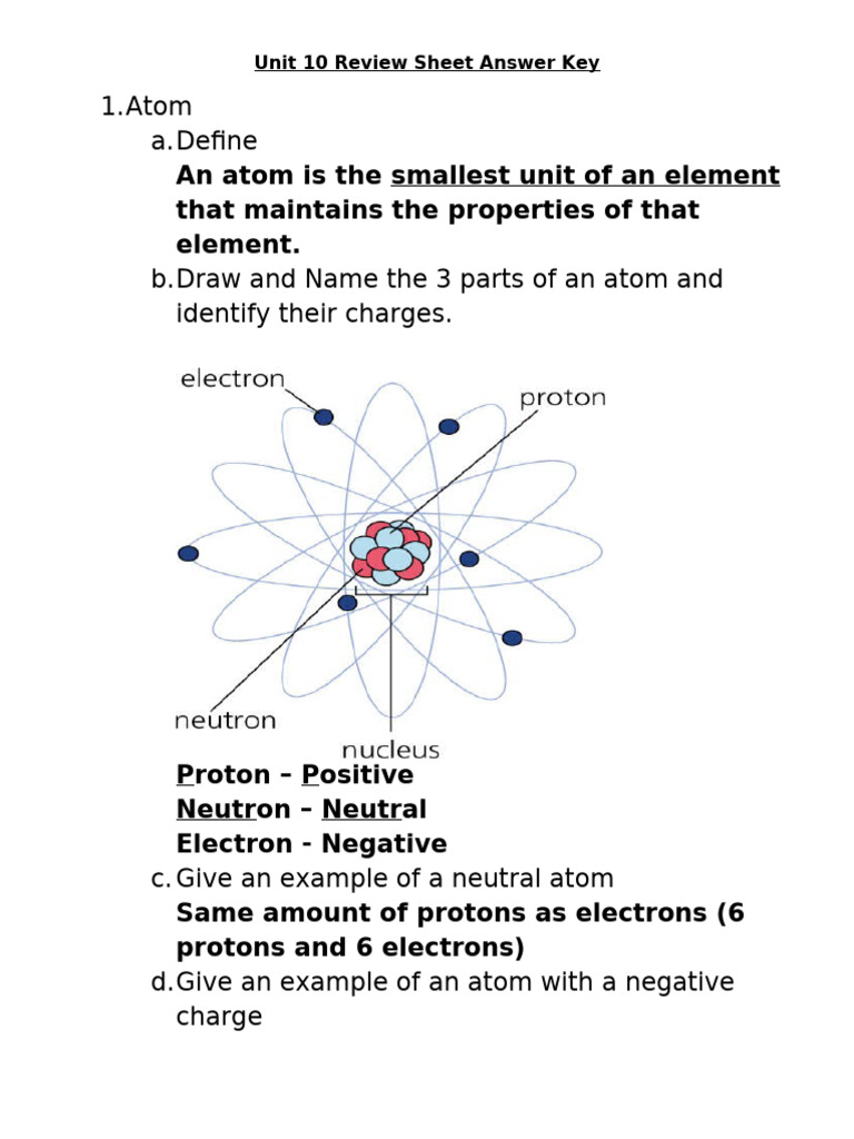 Unit 10 Review Sheet Answer Key | PDF | Electric Current | Electric Charge