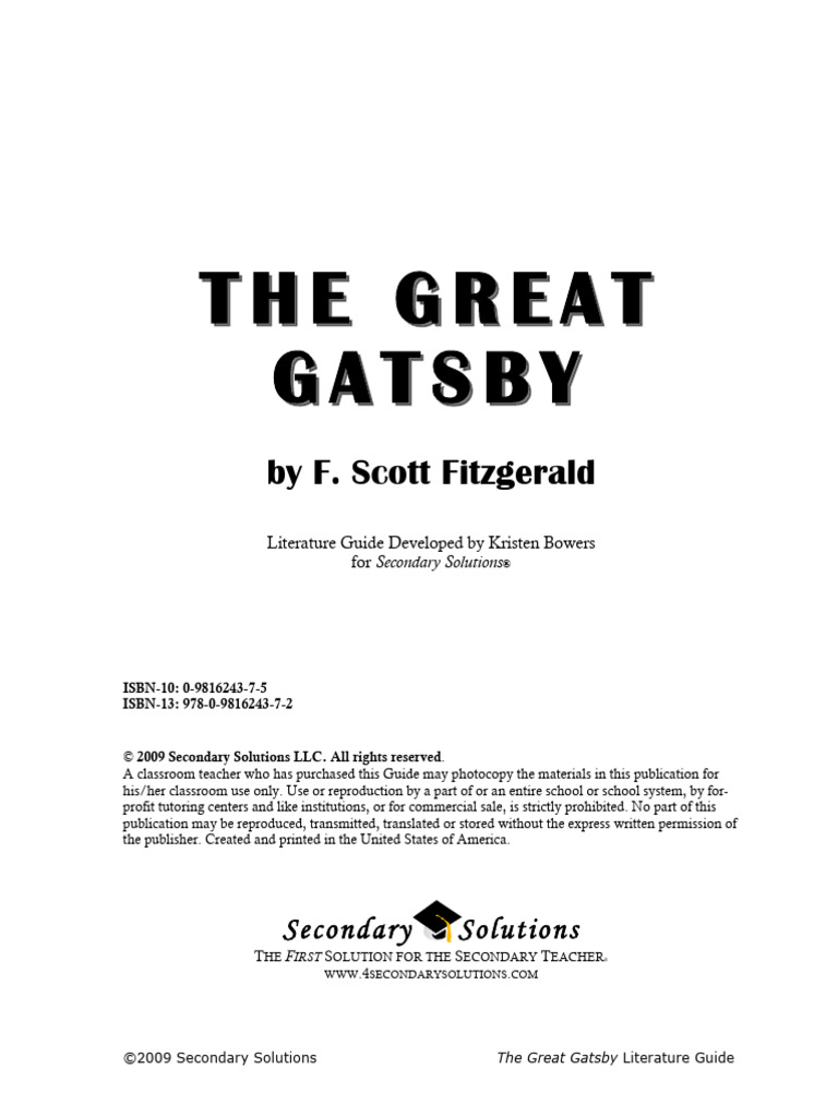 The Great Gatsby Study Guide | PDF | F. Scott Fitzgerald | Reading ...