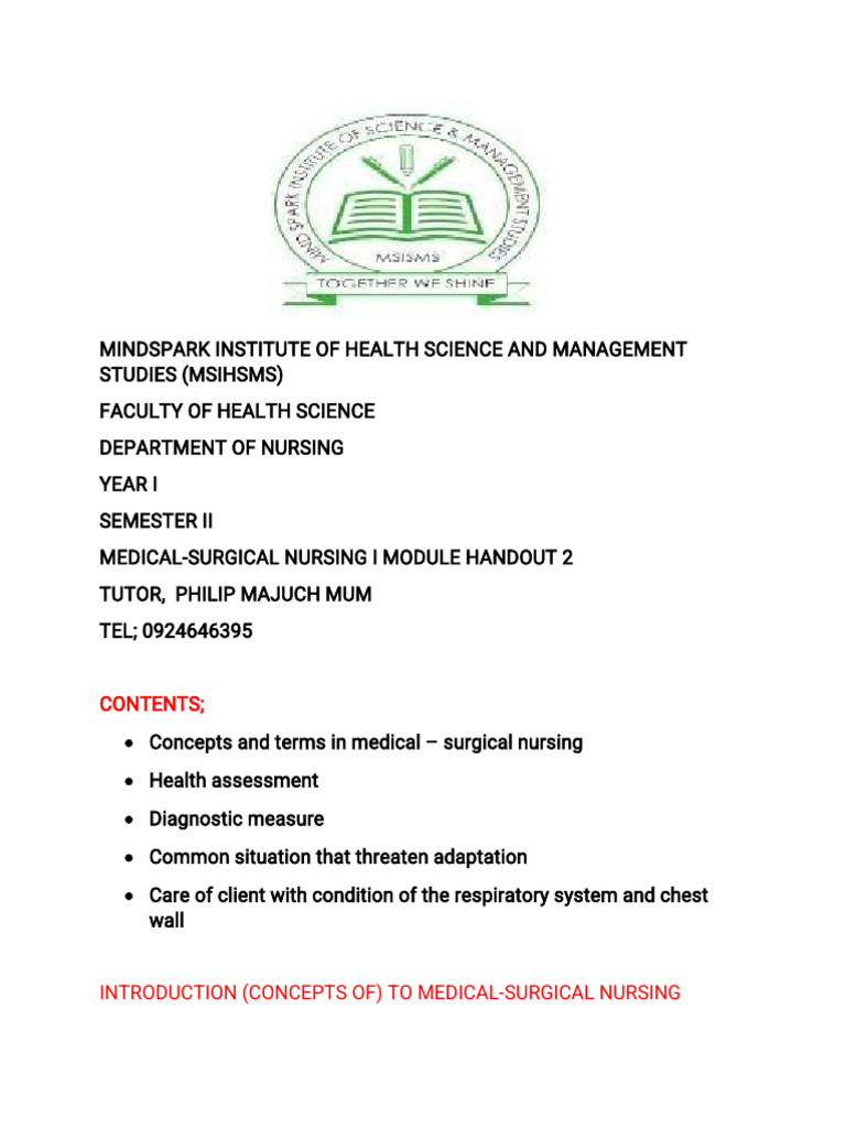 Medical-Surgical Nursing Handout 2 | PDF