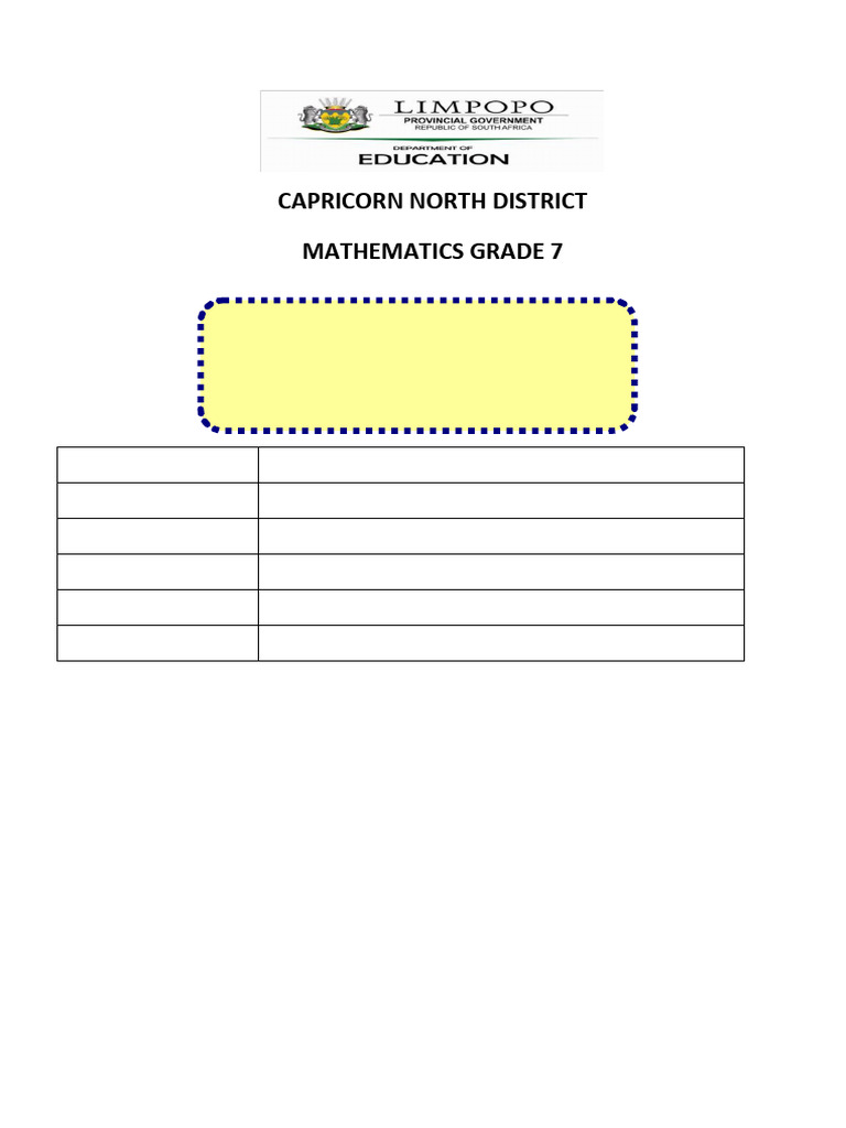 Grade 7 Mathematics Term 2 Test 2024 | PDF | Elementary Mathematics ...