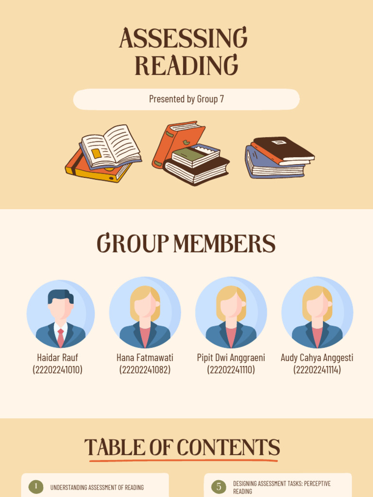 Assessing Reading - Group 7 | PDF | Reading Comprehension | Semantics