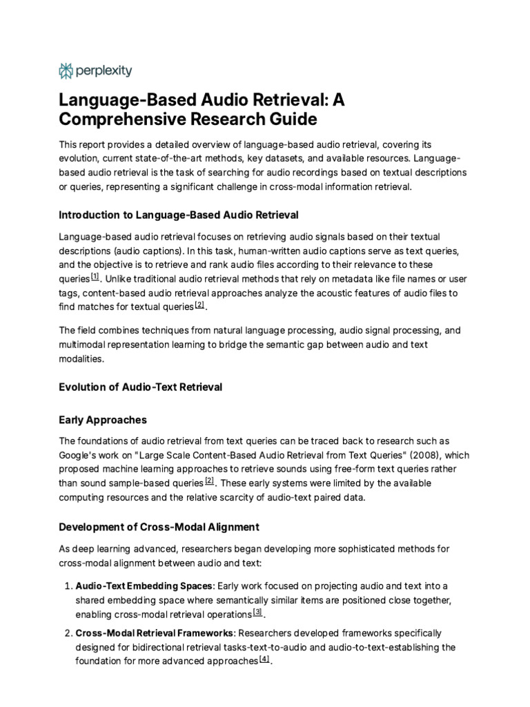 Language-Based Audio Retrieval_ A Comprehensive Re | PDF | Information Retrieval | Cognition