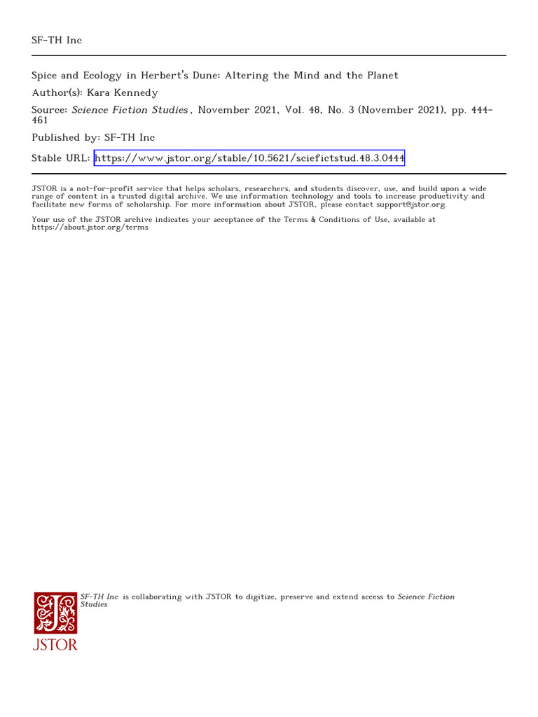 Kennedy SpiceEcologyHerberts 2021 | PDF | Dune (Novel) | Dune (Franchise)